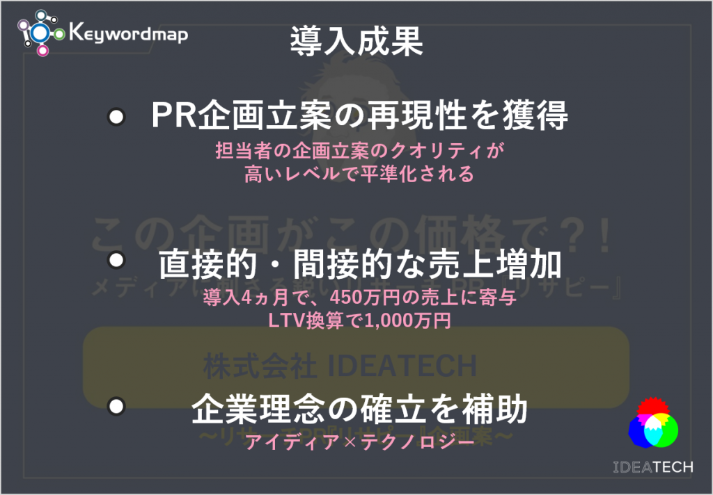 売上に直結！？最先端PRサービスを提供するIDEATECHはなぜKeywordmapを提案資料に組み込んだのか？ - 株式会社IDEATECH